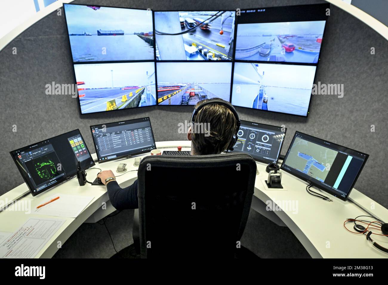 Illustration picture shows a captain operating a semi autonomic ship ...