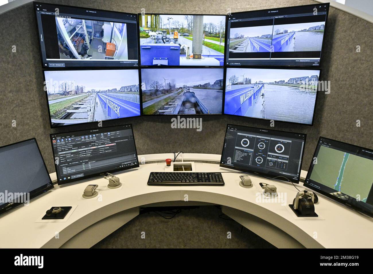 Illustration picture shows a captain operating a semi autonomic ship ...