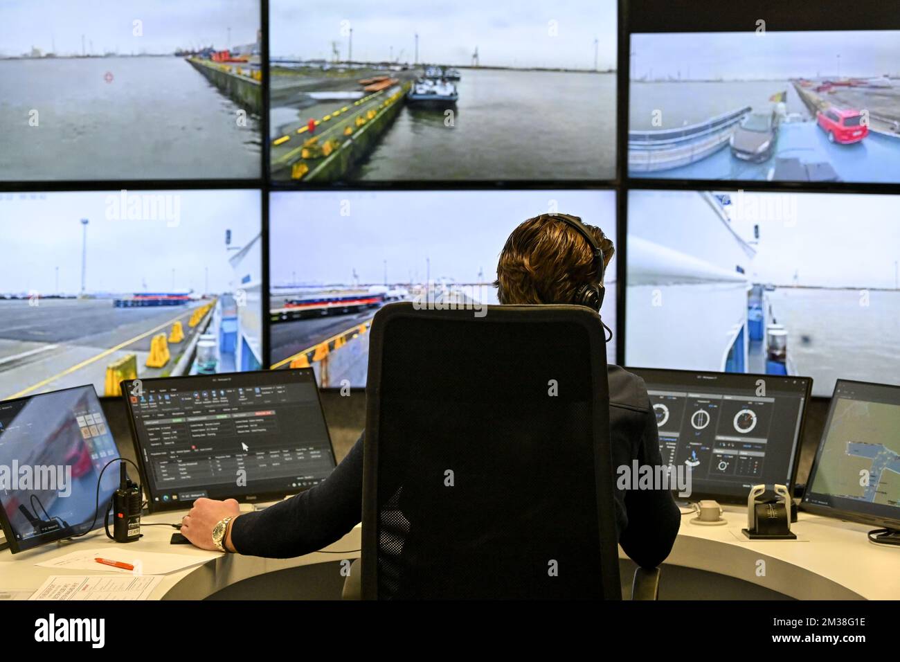 Illustration picture shows a captain operating a semi autonomic ship ...