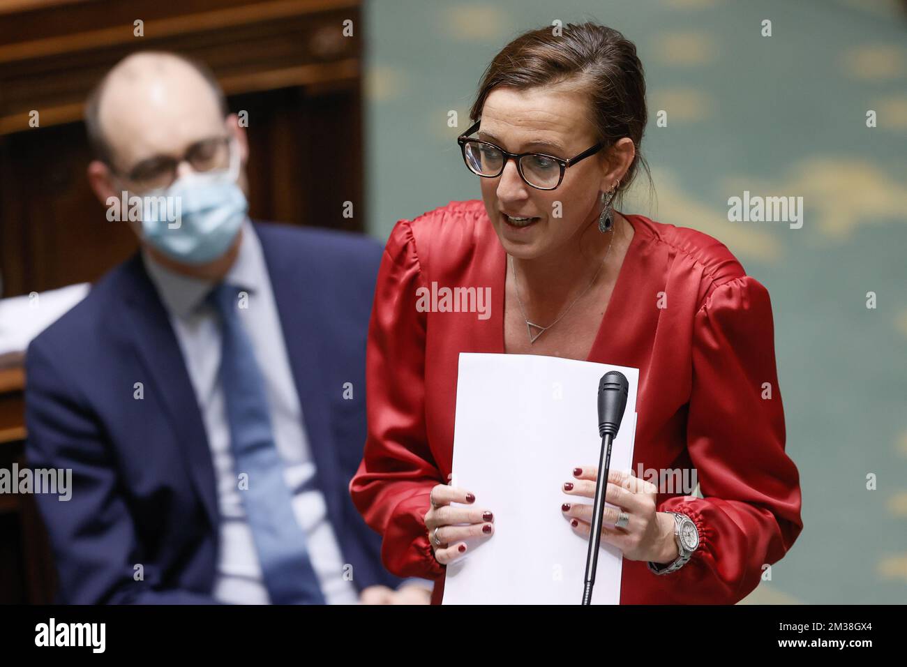 MR's Kattrin Jadin pictured during a plenary session of the Chamber at ...