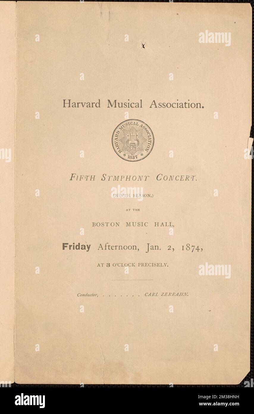 Harvard Musical Association, fifth symphony concert, (ninth season,) at ...