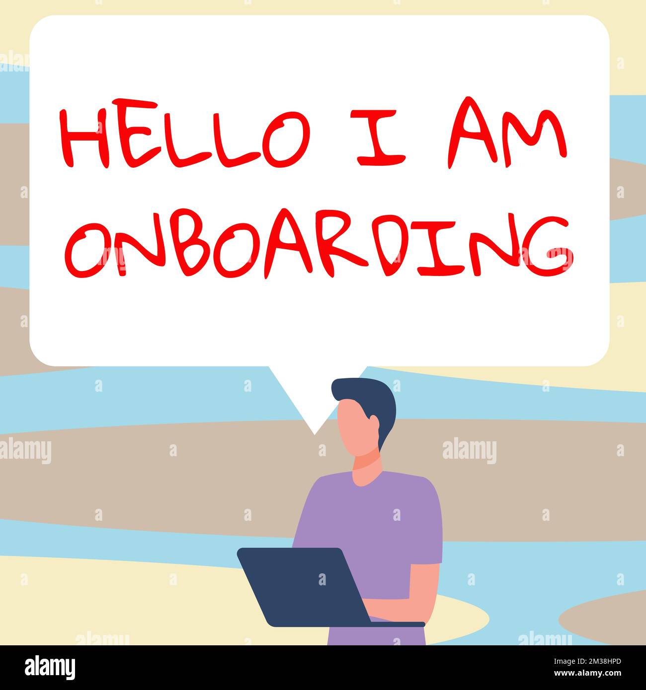 Text caption presenting Hello I Am Onboarding. Business concept Action Process of integrating a ...