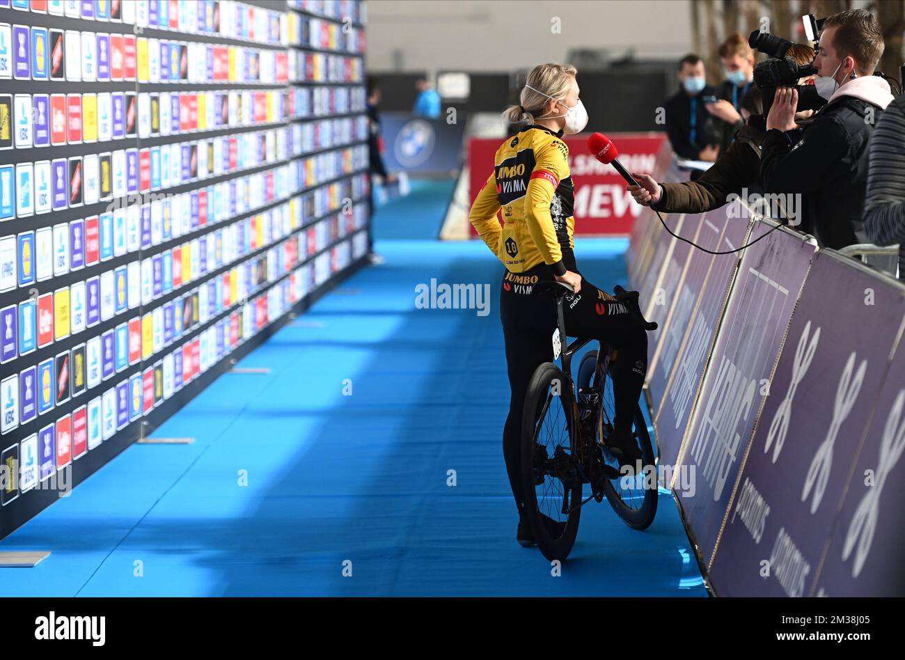 Dutch Jip Van Den Bos of Jumbo-Visma pictured at the start of the women ...