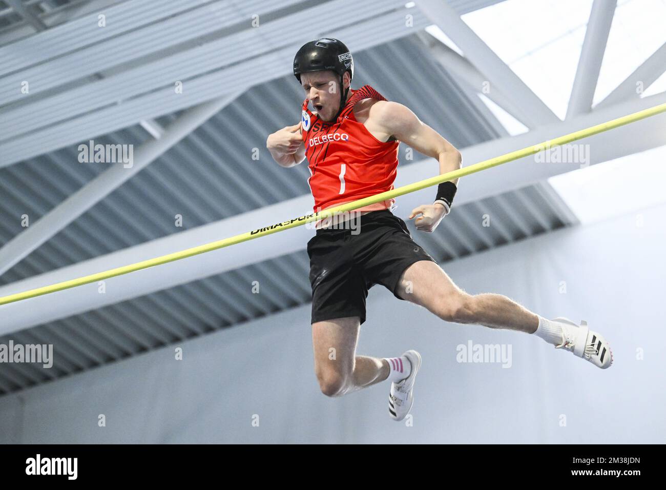 Belgian Guillaume Gobin pictured in action during the Belgian indoor ...