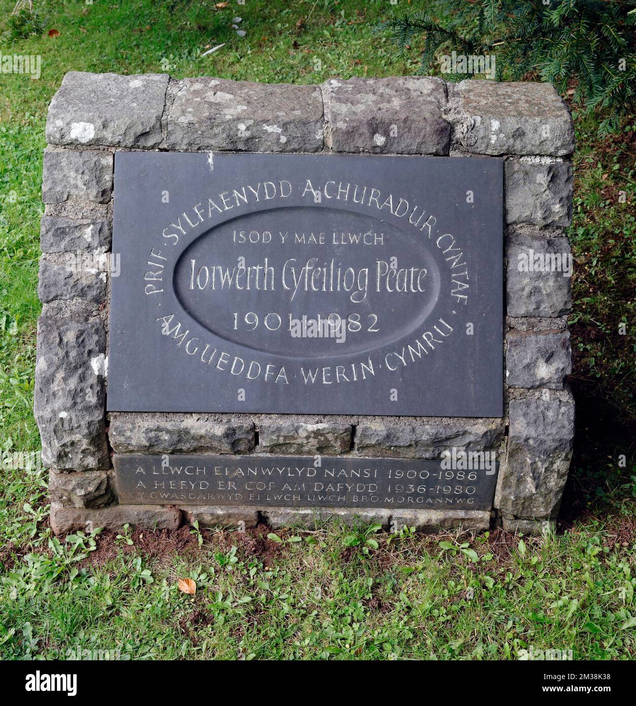 Memorial Stone to Iorweth Peate, one of the founders of Saint Fagans National Museum of History ...