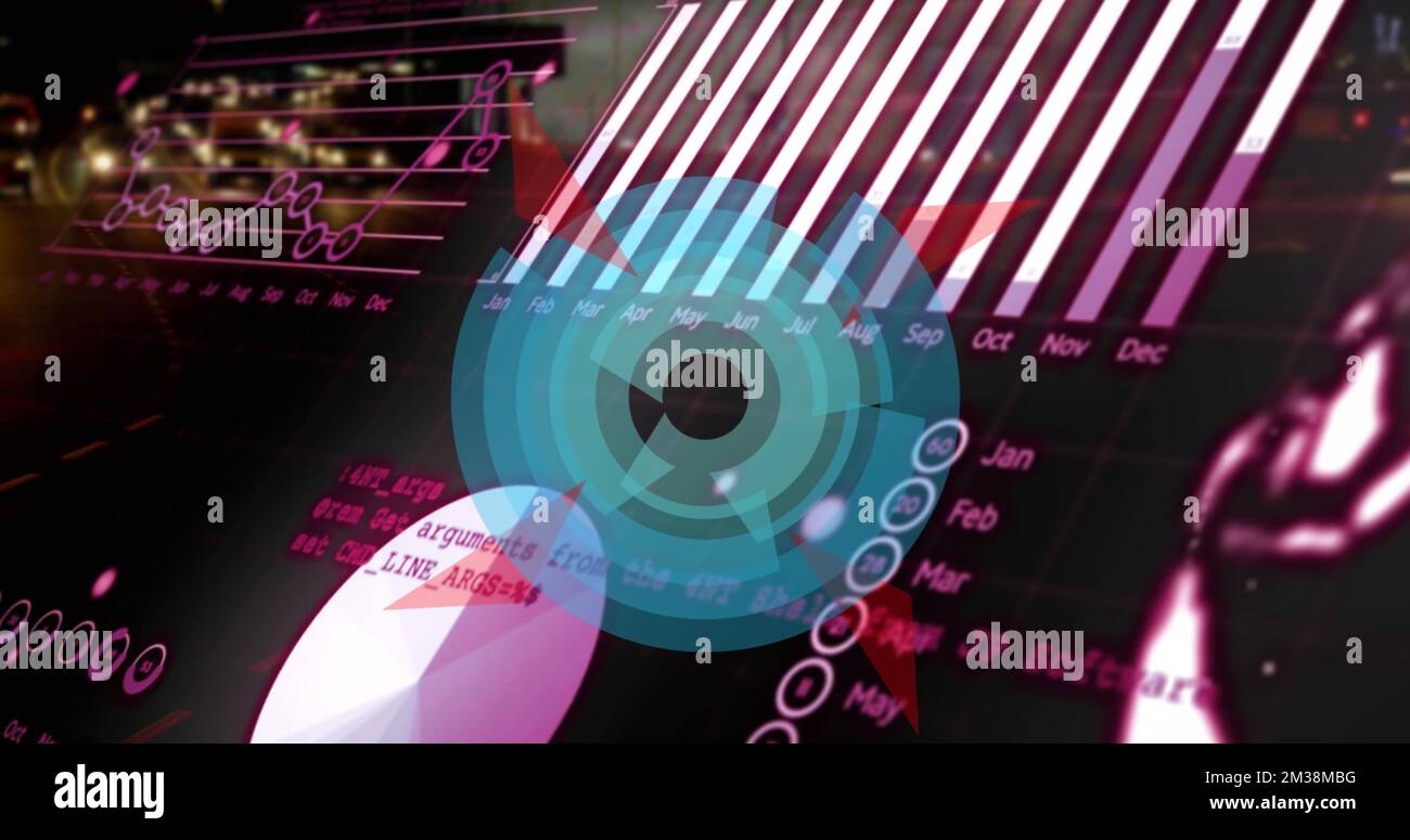 Image of scope scanning and data processing over globe. Business data processing connection ...
