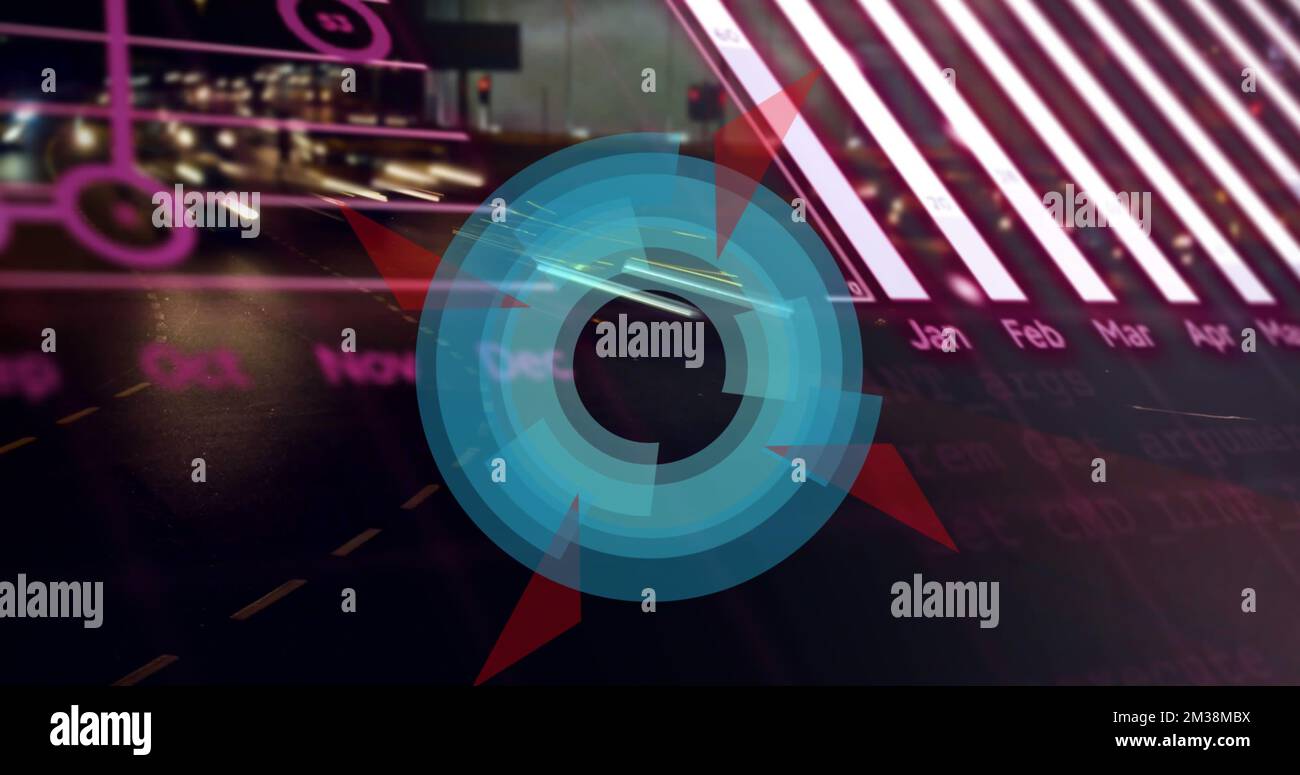 Image of scope scanning and data processing over globe. Business data processing connection ...