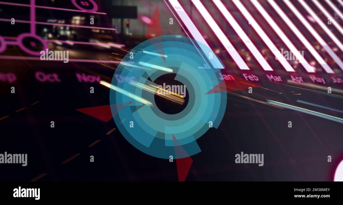 Image of scope scanning and data processing over globe. Business data processing connection ...