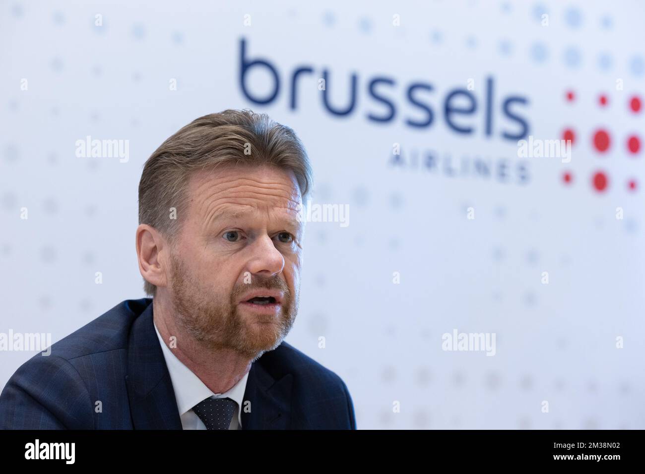 Brussels Airlines CEO Peter Gerber pictured during a press conference ...
