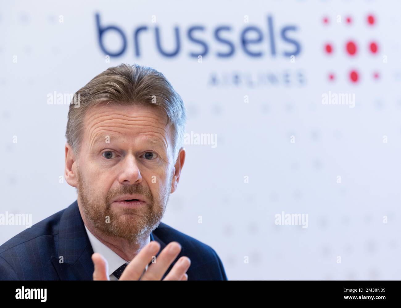 Brussels Airlines CEO Peter Gerber pictured during a press conference ...