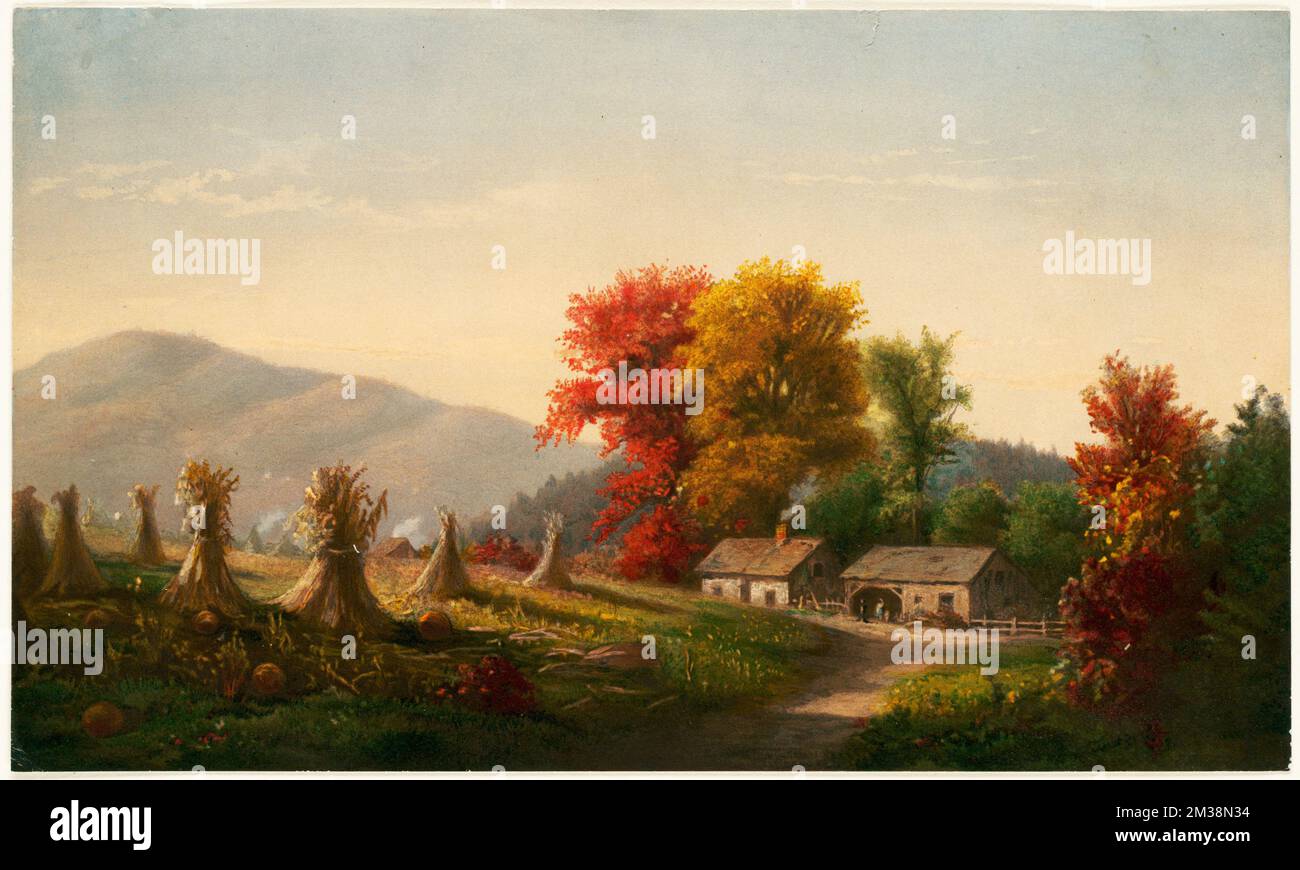 Harvest (near North Conway) , Trees, Farms, Pumpkins. Louis Prang ...