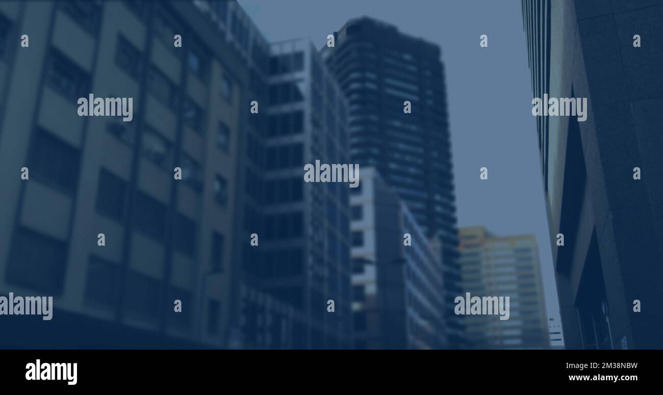 Image Of Profile Icons Connecting Dots Data With Graph Globe Fingerprints Against Buildings