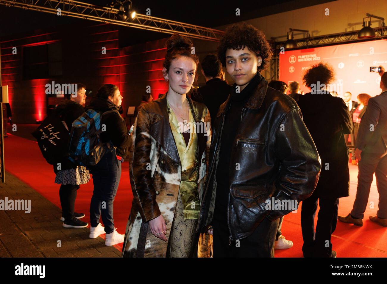 actress Violet Braeckman (L) and a friend pictured during the opening ...