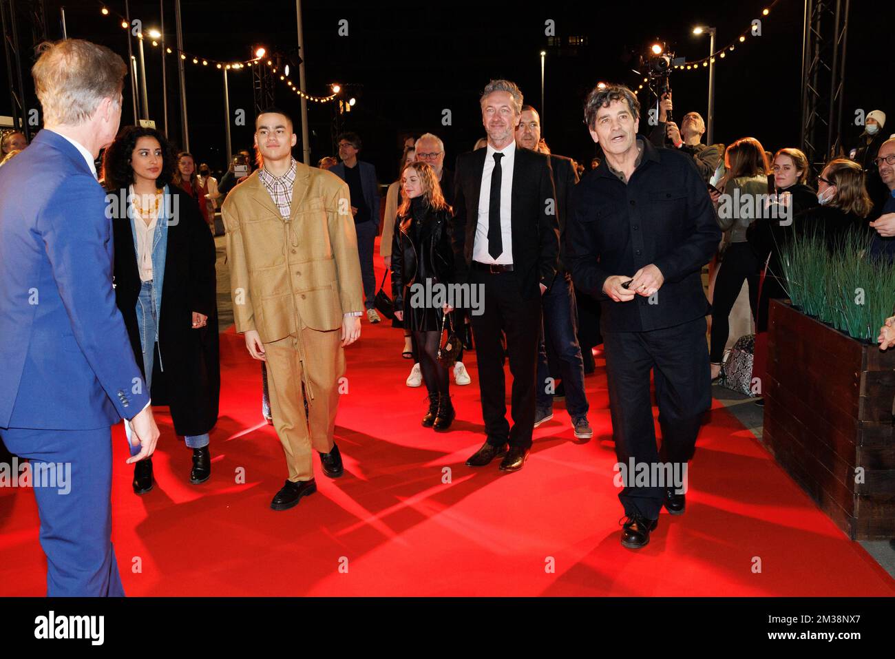 actor Noa Tambwe Kabati, director Peter Monsaert and actor Koen De Bouw ...