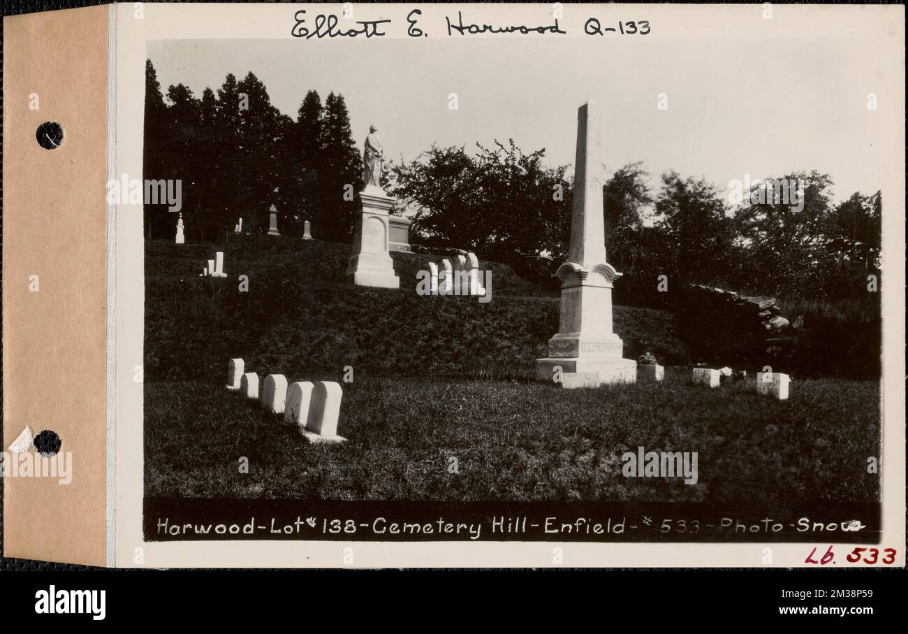 Harwood, Cemetery Hill Cemetery, lot 138, Enfield, Mass., ca. 1930-1931 ...