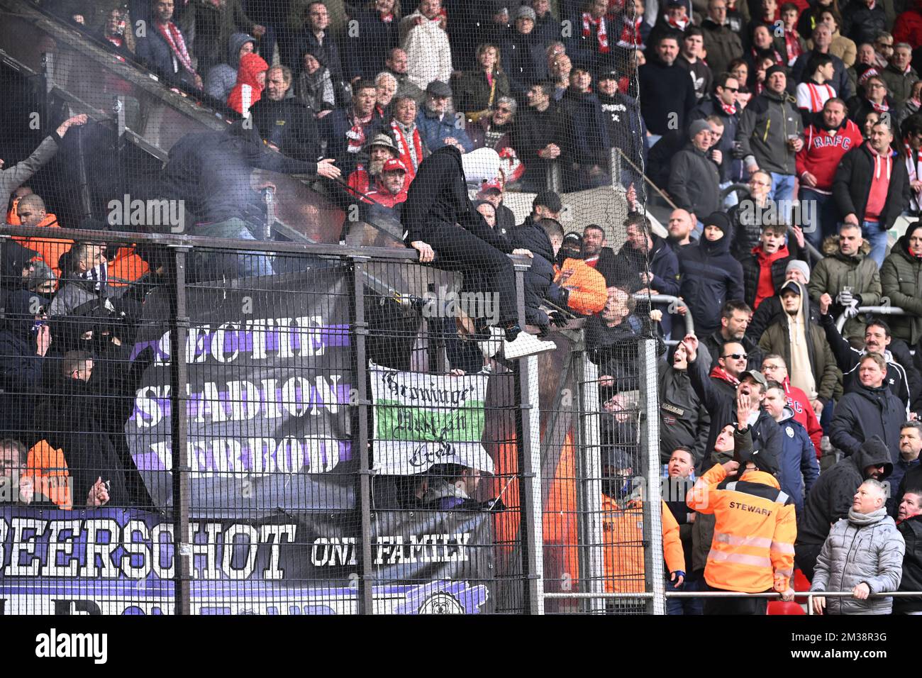 Beerschot's fans pictured during a soccer match between Royal Antwerp ...