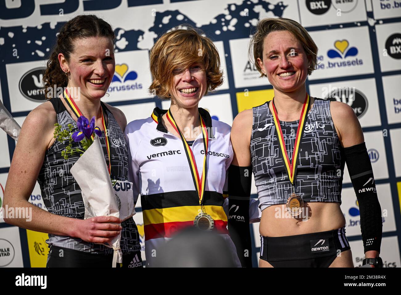 Belgian Lisa Rooms, Mieke Gorissen and Eline Dalemans celebrate on the ...