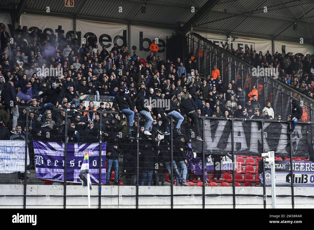 Beerschot's fans pictured during a soccer match between Royal Antwerp ...