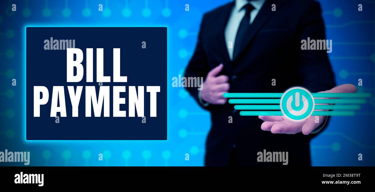 Text caption presenting Bill Payment. Business overview To give money to in return for goods or ...