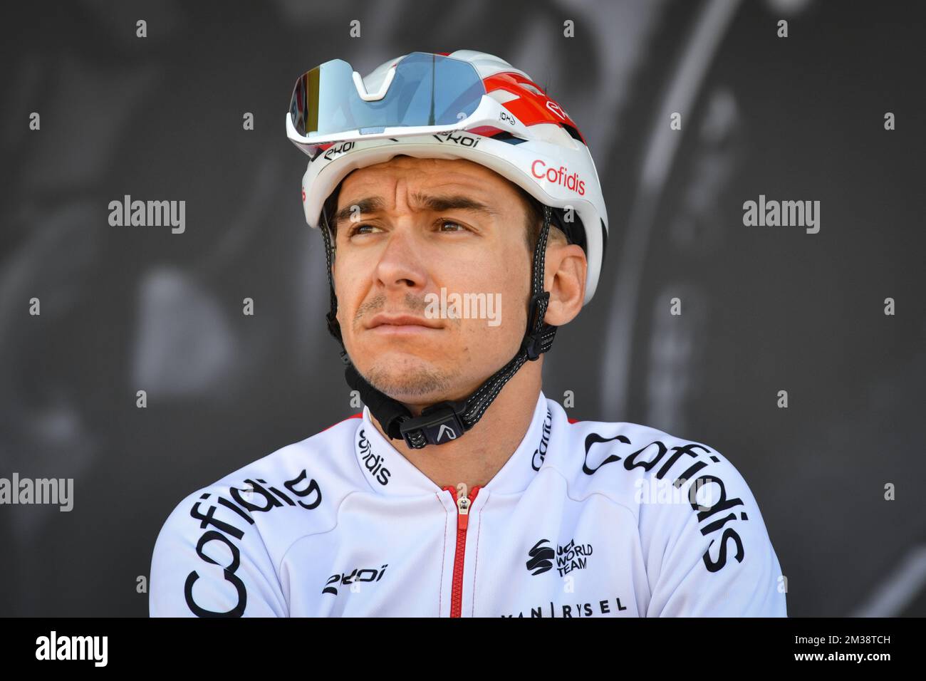 French Bryan Coquard of Cofidis at the start of the third stage of 80th ...