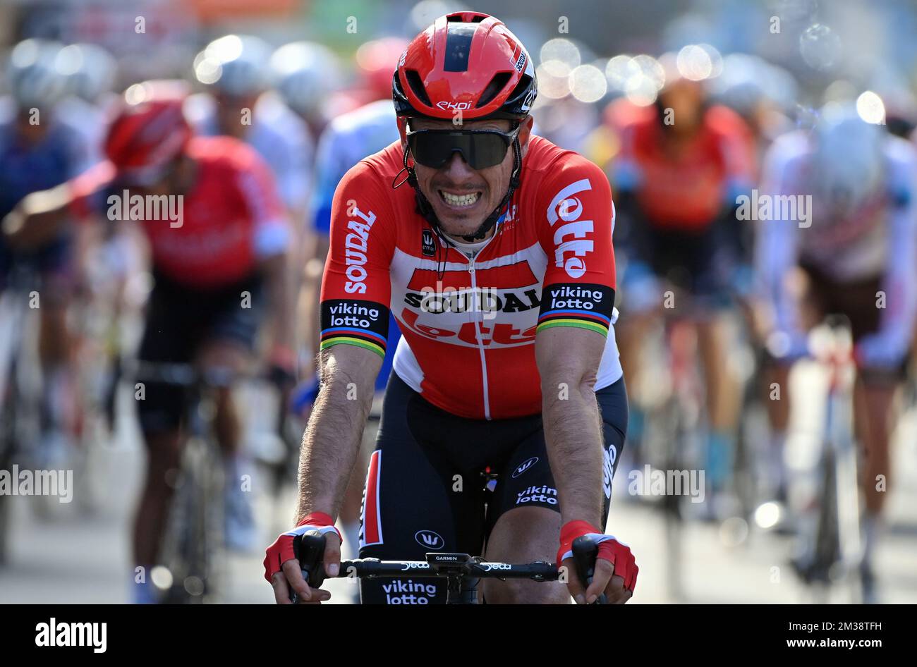 Belgian Philippe Gilbert of Lotto Soudal reacts after the third stage ...