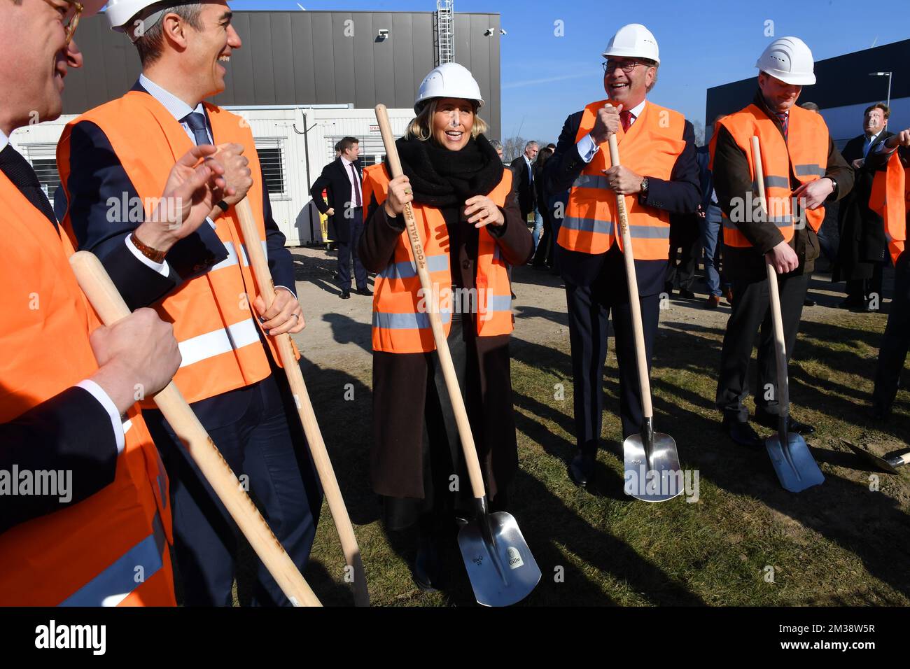 Defence minister Ludivine Dedonder (C) is pictured during the ...