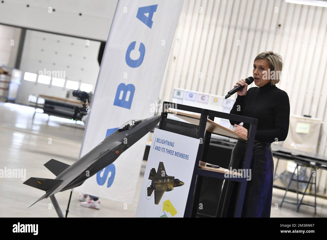 Defence minister Ludivine Dedonder talks during the inauguration ...