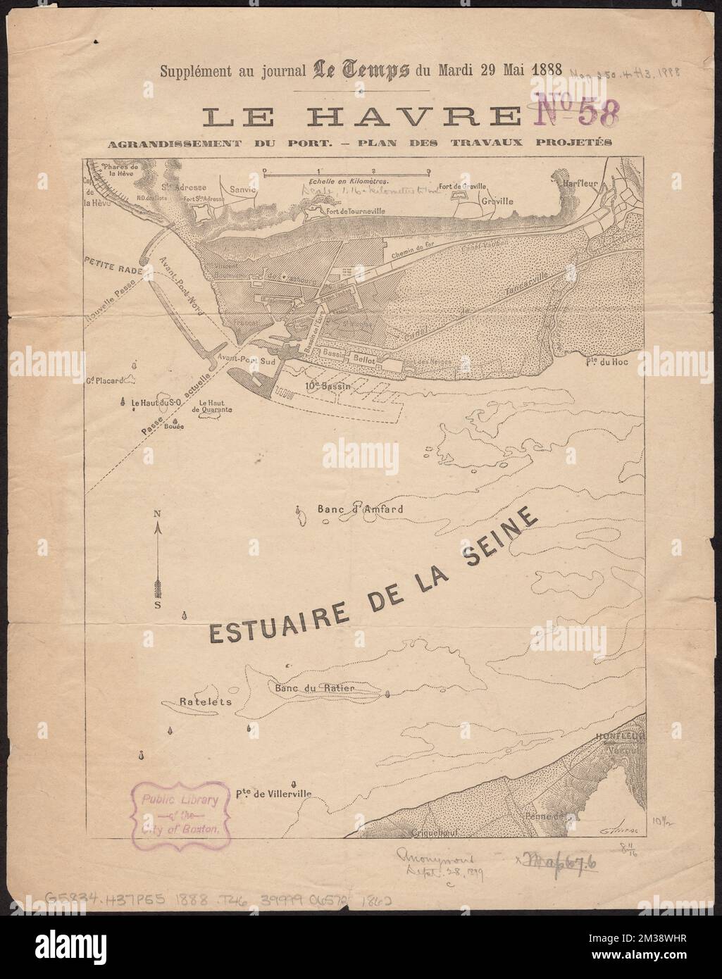 Le Havre agrandissement du port : plan des travaux projetés , Harbors ...