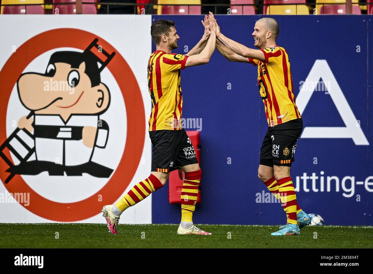 Mechelen's Hugo Cuypers and Mechelen's Geoffry Hairemans celebrate ...