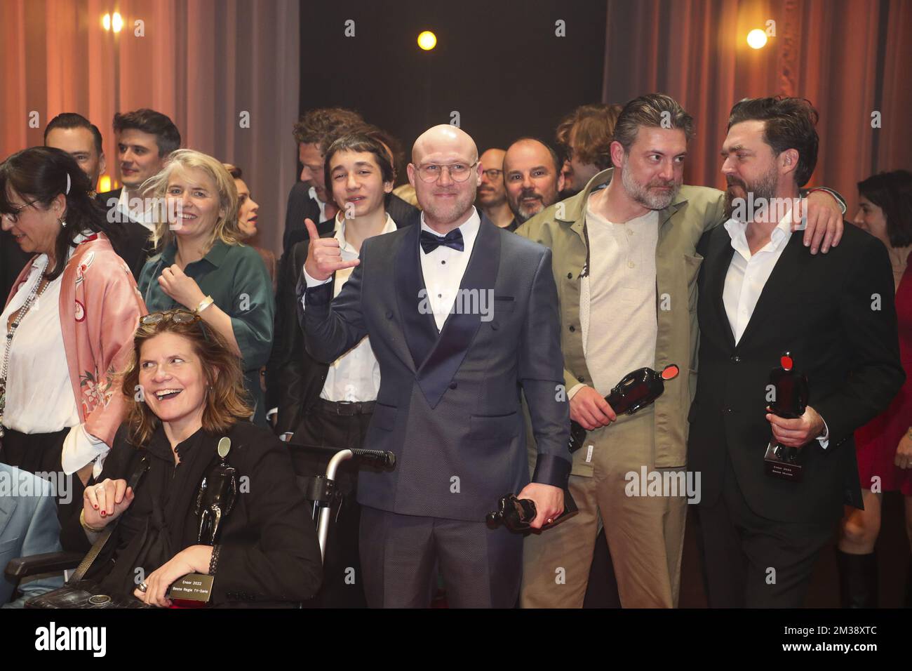 actor Jeroen Perceval (C) and actor Geert Van Rampelberg pictured ...