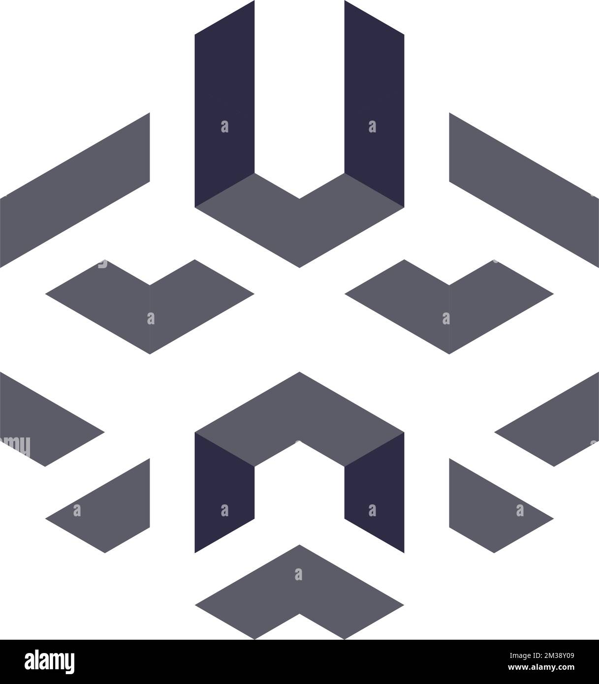 Hexagonal Triangles Logo illusion generative pattern illustration Stock ...