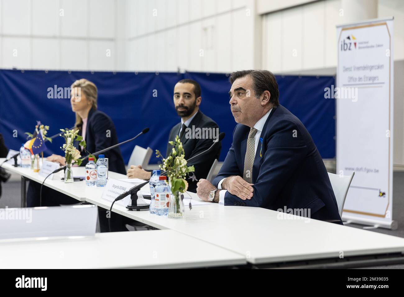 European Commissioner for Asylum Margaritis Schinas (R) pictured during ...