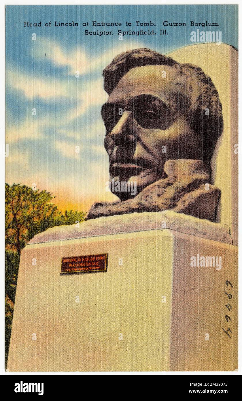 Head of Lincoln at entrance to tomb, Gutzon Borglum, sculptor ...
