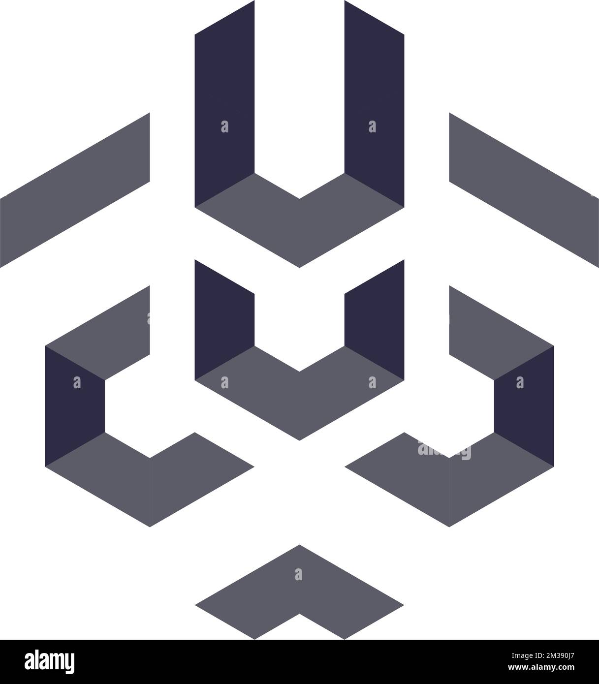 Hexagonal Triangles Logo illusion generative pattern illustration Stock ...