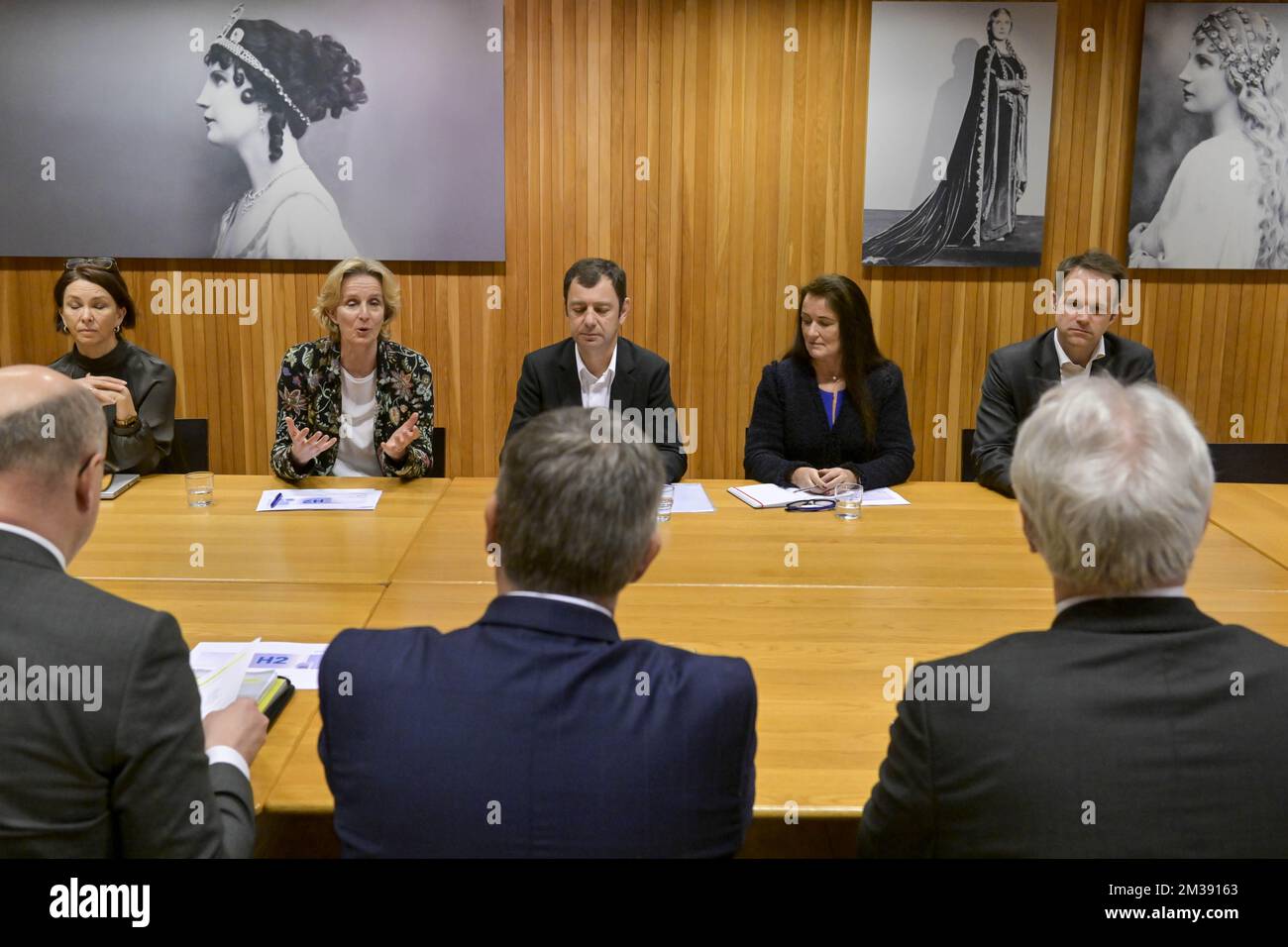 Equinor's Irene Rummelhoff (2L rear) and Flemish Minister President Jan ...