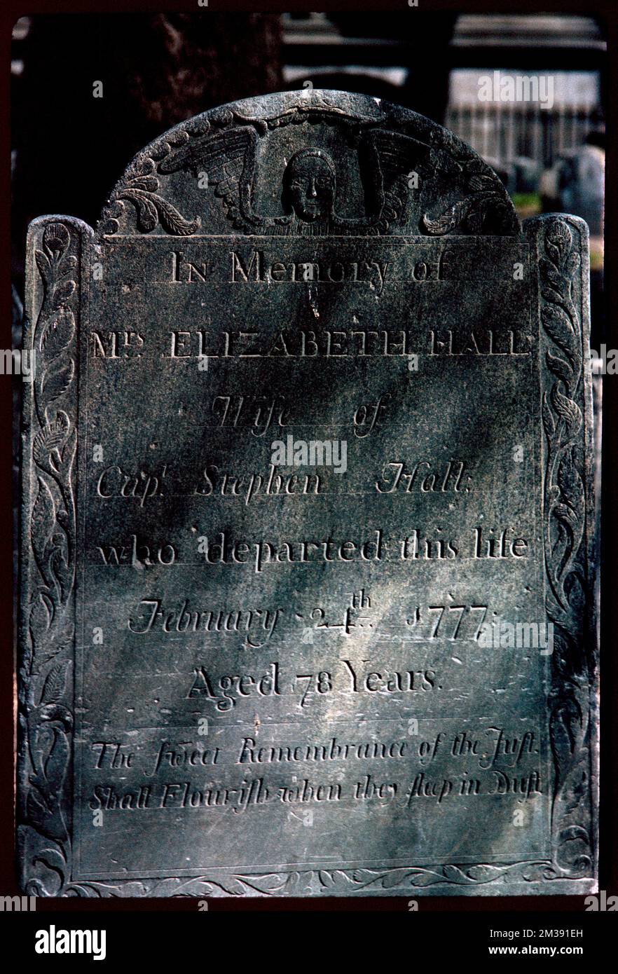 Headstone of Elizabeth Hall, d. 1777, Granary Burying Ground, Boston ...