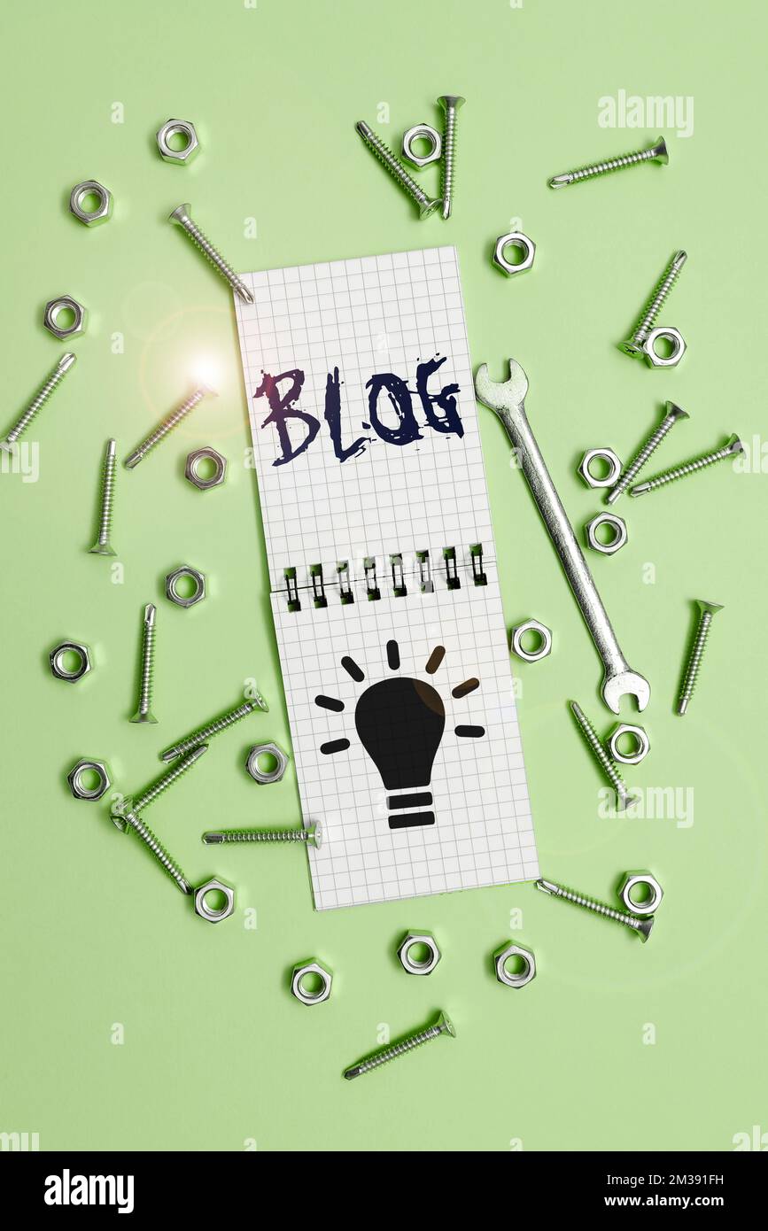 Inspiration showing sign Blog. Word Written on A regularly updated website web page written in ...