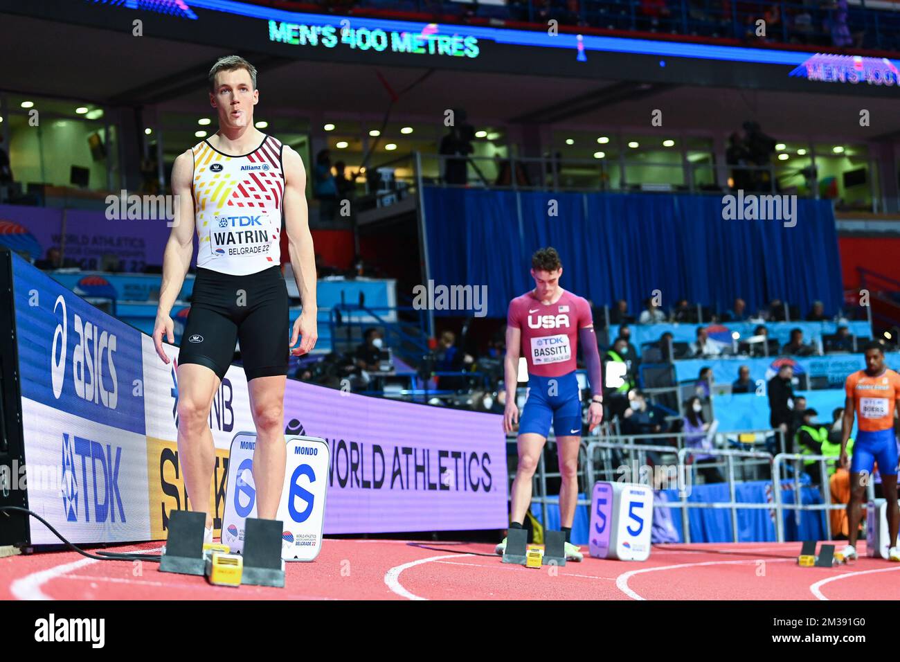 Belgian Julien Watrin pictured at the start of a heat of the men 400m ...