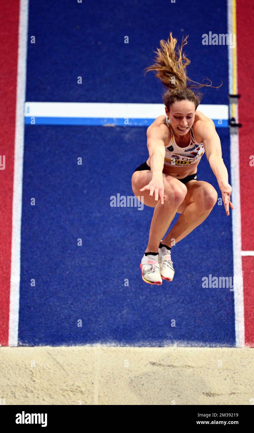 Noor Vidts pictured in action during the long jump event of the women ...