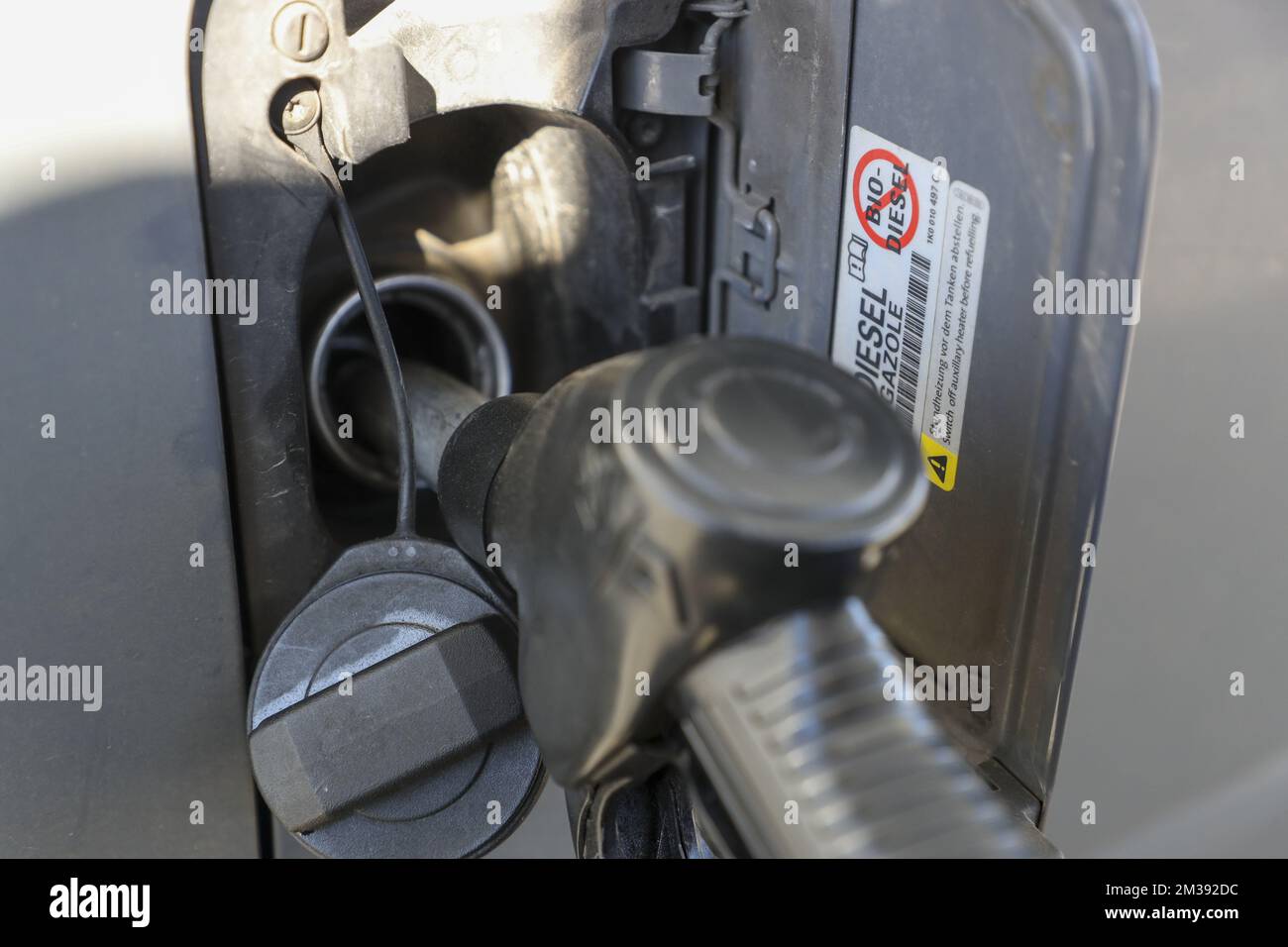 Illustration picture shows filling diesel in a car at a filling station ...
