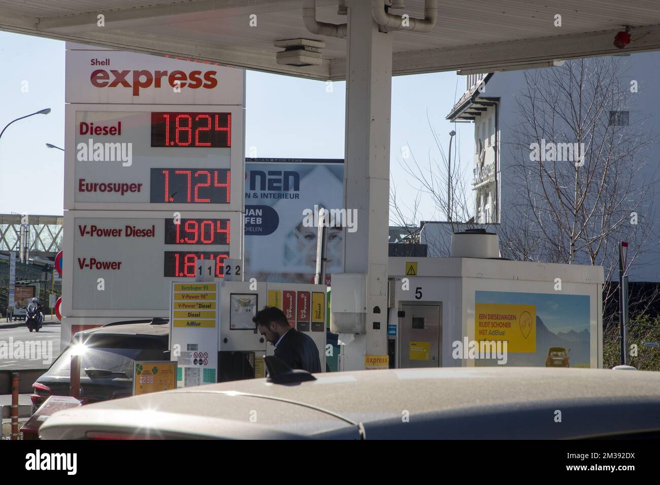 Illustration picture shows the prices for Diesel, Euro 95 and Euro 98 ...