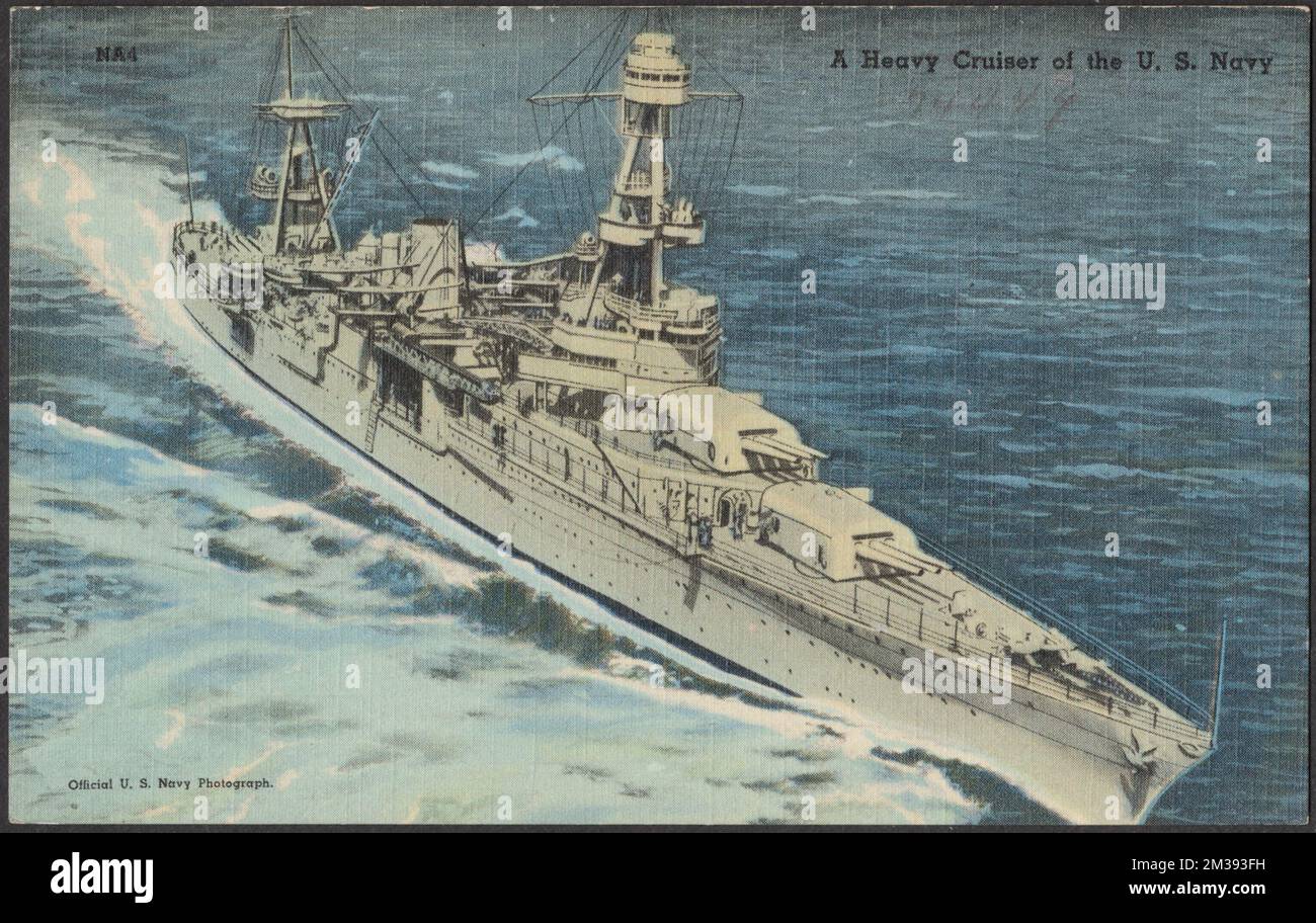A heavy cruiser of the U. S. Navy , Cruisers Warships, Tichnor Brothers ...