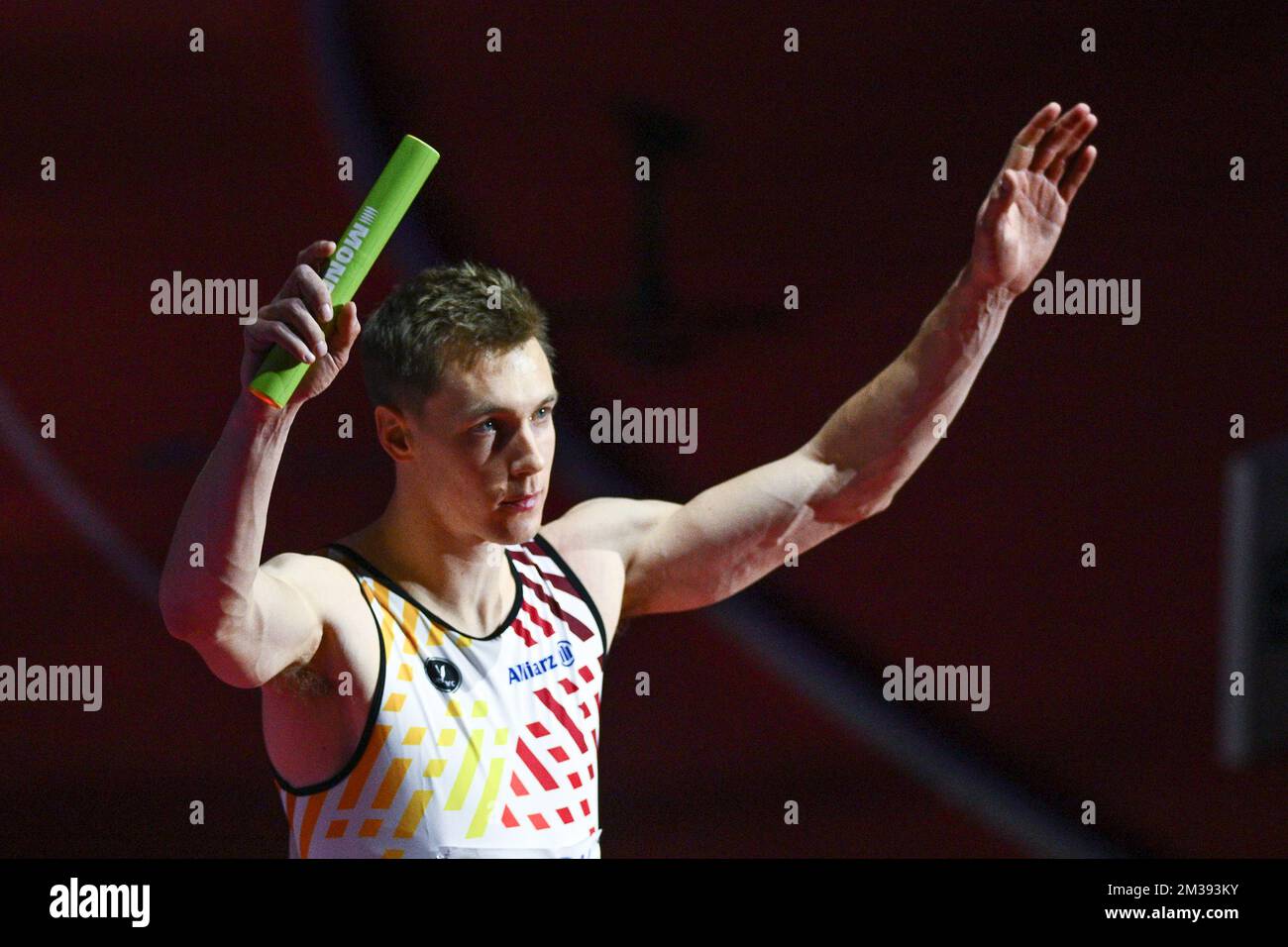 Belgian Julien Watrin pictured at the start of the men 4x400m relay ...