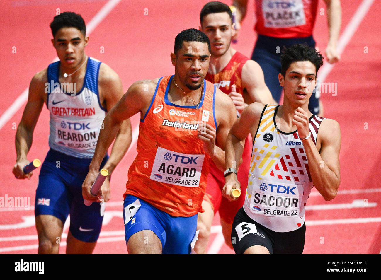 Belgian Jonathan Sacoor pictured in action during the men 4x400m relay ...