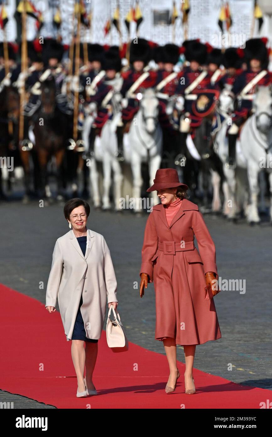 Austrian First Lady Doris Schmidauer and Queen Mathilde of Belgium ...