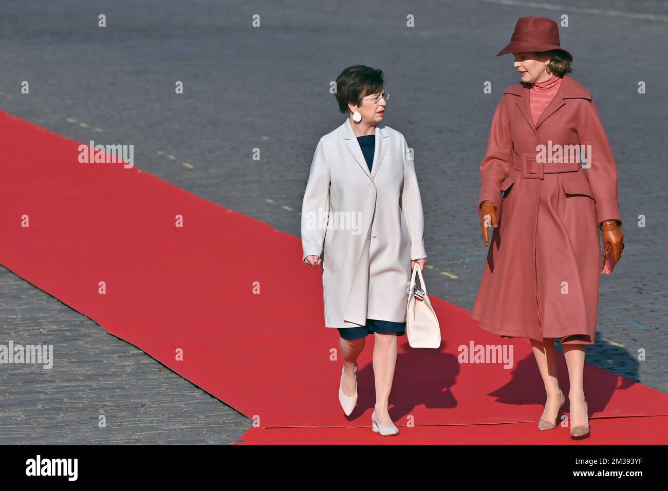 Austrian First Lady Doris Schmidauer and Queen Mathilde of Belgium ...
