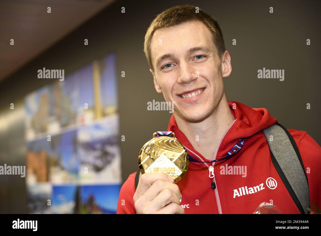 Belgian athlete Julien Watrin pictured at the arrival of the Belgian ...