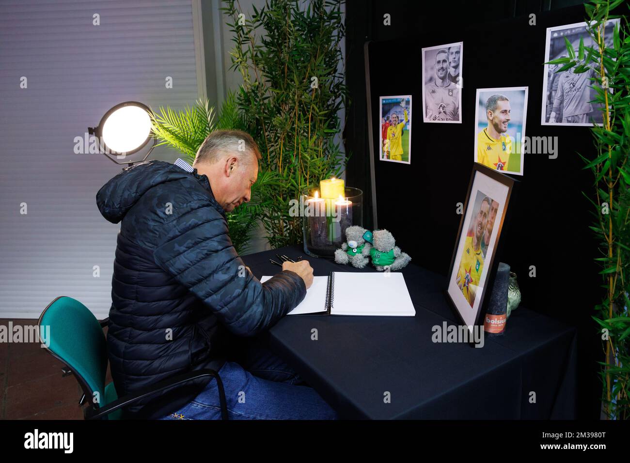 Cercle's CEO Ben Lambrecht signs the mourning register at a memorial ...