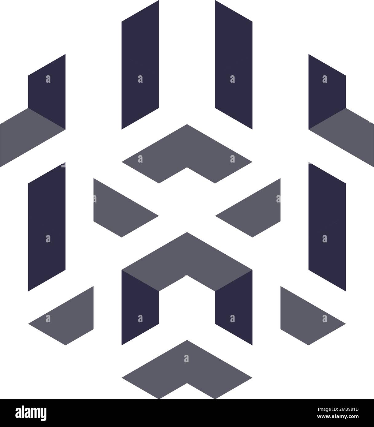 Hexagonal Triangles Logo illusion generative pattern illustration Stock ...