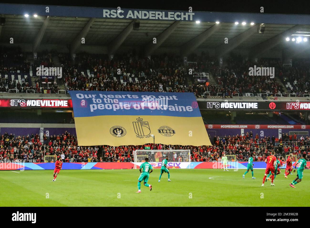 Illustration picture shows a large flag to show support for the people ...